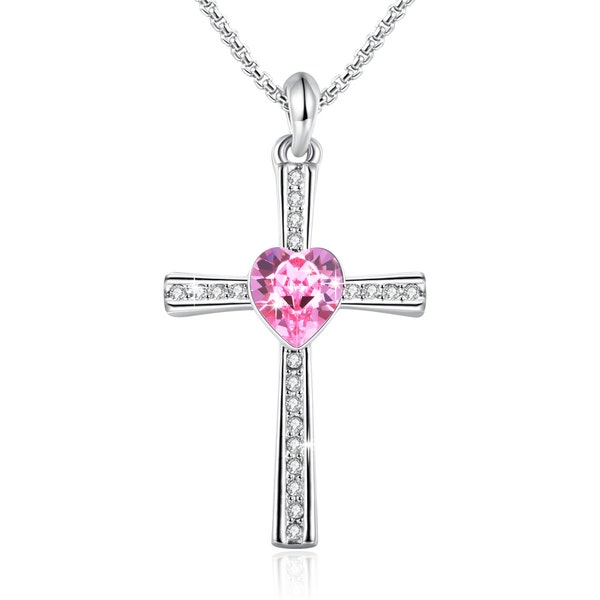 Pink Cross Necklace - Etsy