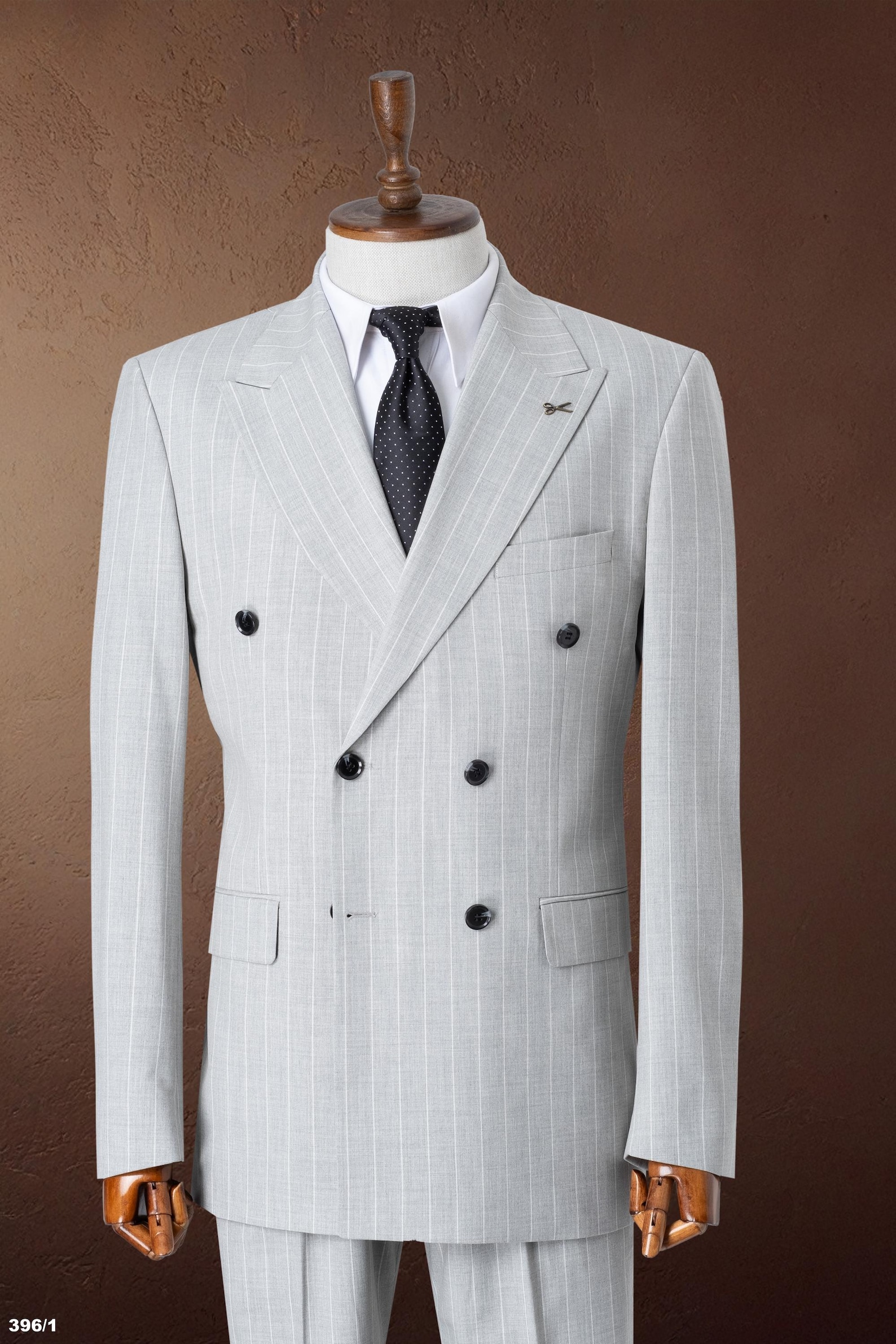 Double Breasted Men SUIT Stripe 6 Button Suit for Men Wool Mix 160s ...