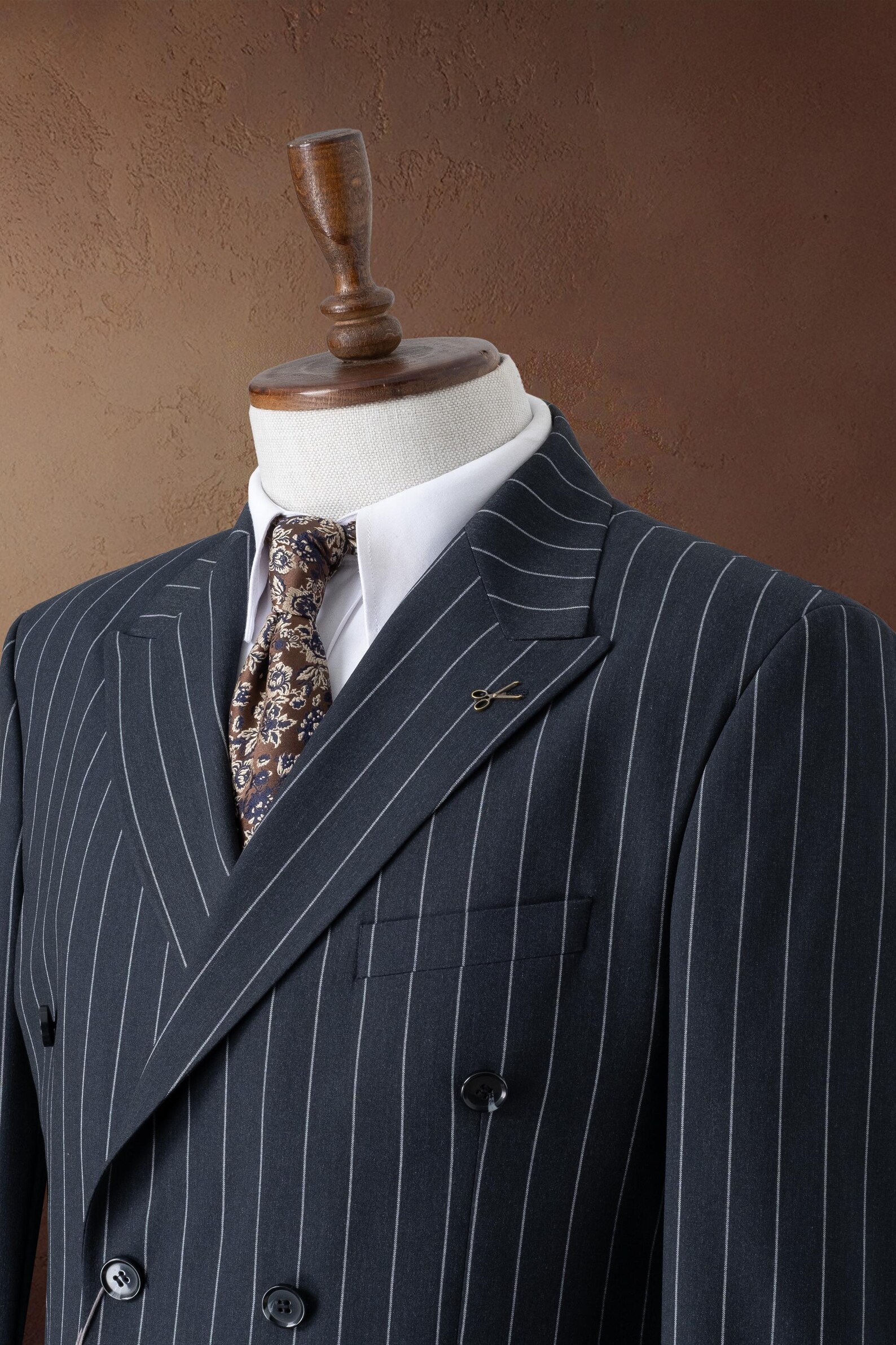 Double Breasted Men SUIT Stripe 6 Button Suit for Men Wool Mix 160s ...