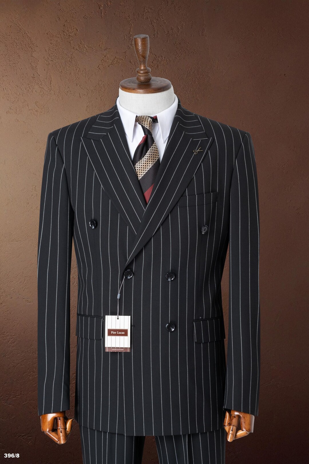 Double Breasted Men SUIT Stripe 6 Button Suit for Men Wool Mix 160s ...