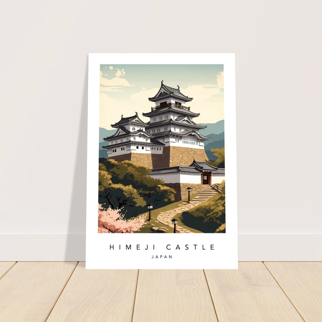 Himeji Castle Japanese Poster – Vintage Japan Travel Art Print, Cherry ...
