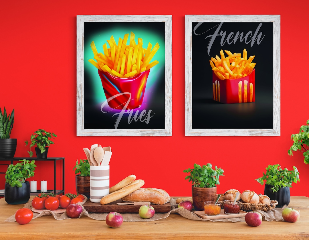 French Fry Wall Art, French Fry Printable Art, French Fries Art, Fast ...