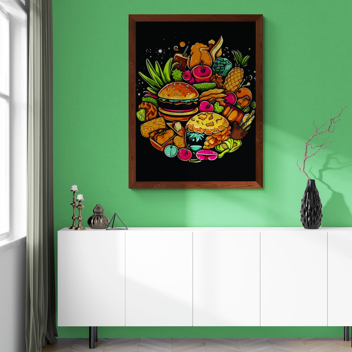 Fruit Basket Printable Art, Fruit Basket Illustration Print, Food ...