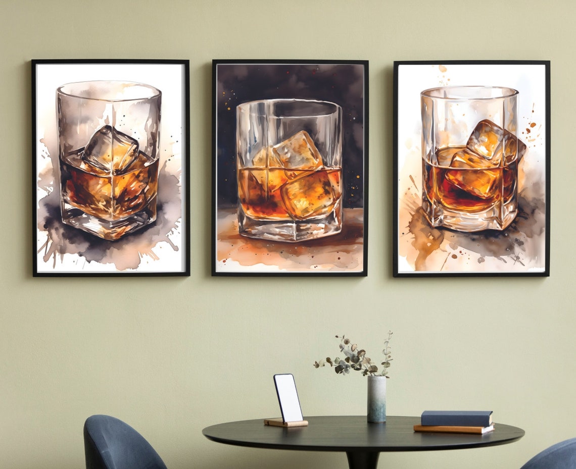 Set of Whiskey Prints, Whiskey Art Prints, Alcohol Bar Cart Art, Home ...