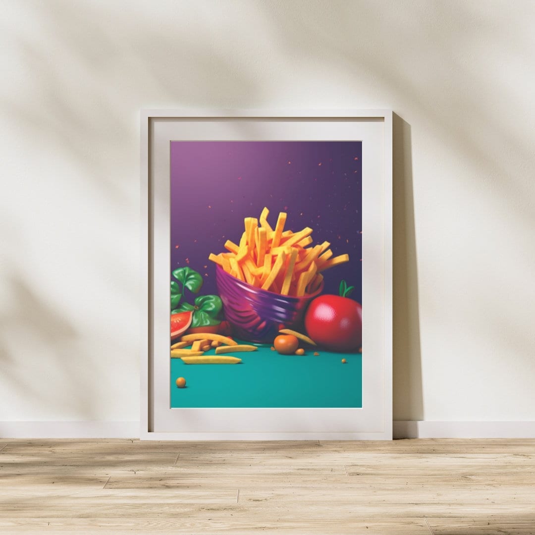 French Fries Printable Painting, Kitchen Decor, Retro Kitchen Wall Art ...
