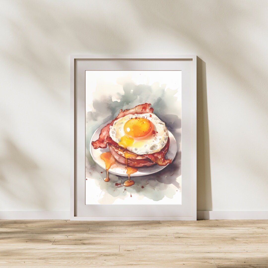 Breakfast Sandwich Digital Art, Food Digital Print, Fried Egg, Egg and ...