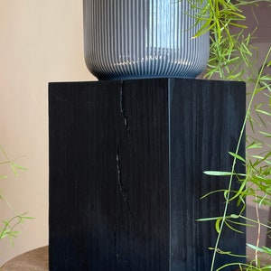 Handmade Wooden Cube, Column, Object, Black Impregnated or Nature, Wabi ...