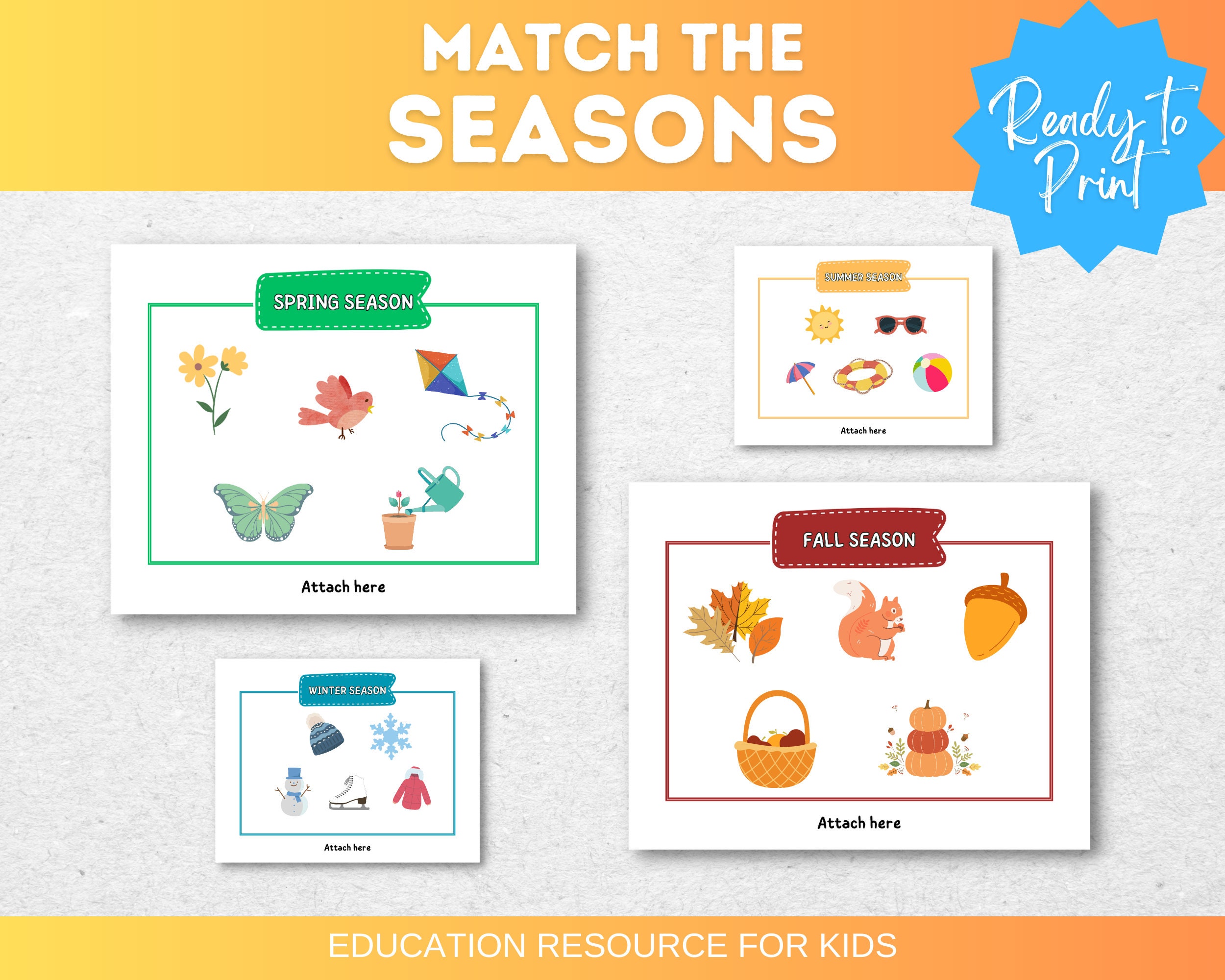 Preschool Printables, Match the Season, Learn About Seasons ...