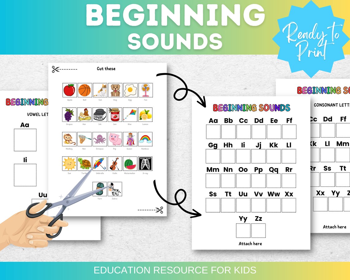 Beginning Letter Sounds Worksheets Beginning Sounds Kindergarten Vowel ...