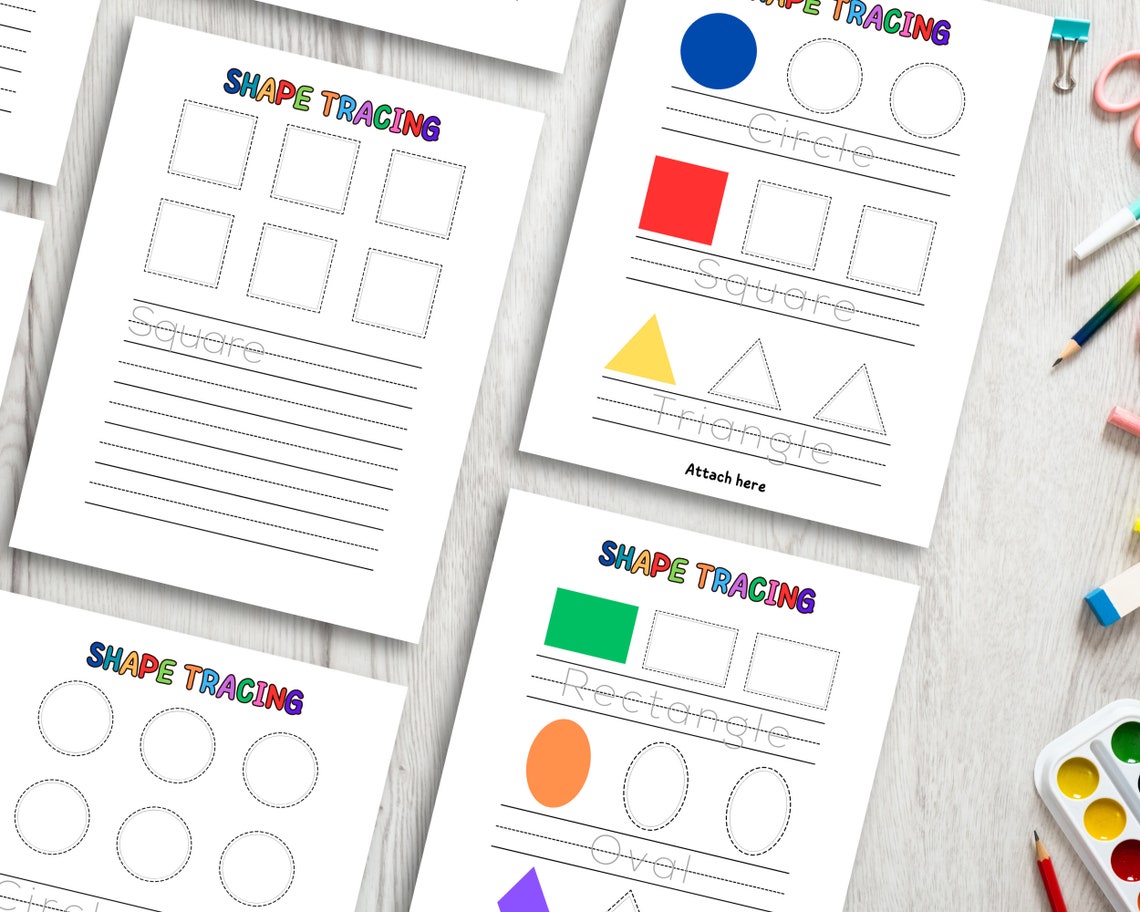 Preschool Printables Shape Tracing Learn About Shapes - Etsy