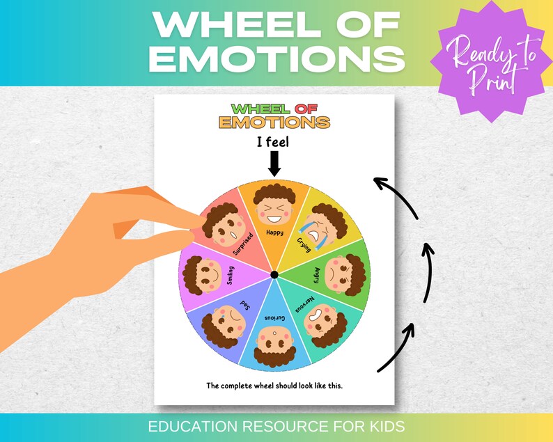 Wheel of Emotions for Kids Wheel of Emotions Worksheet Printable Wheel ...
