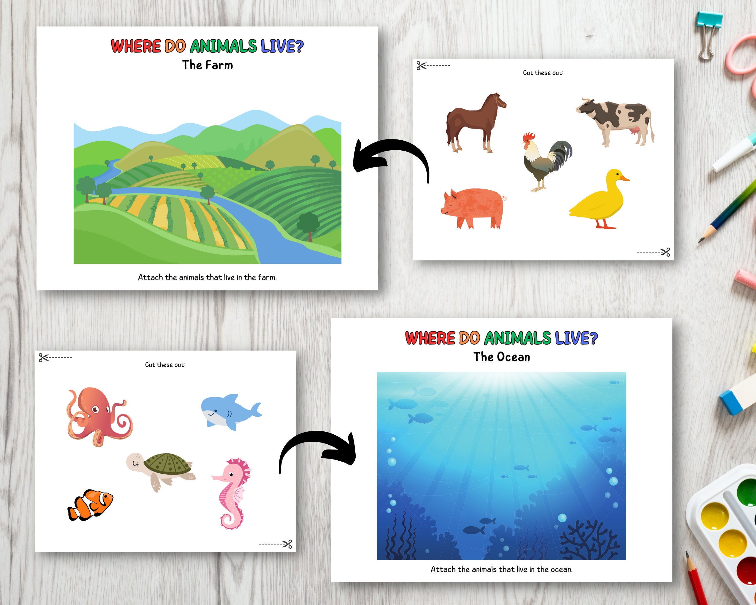 Animals Activity Sheets Kids Where Do Animals Live Toddler Activities ...