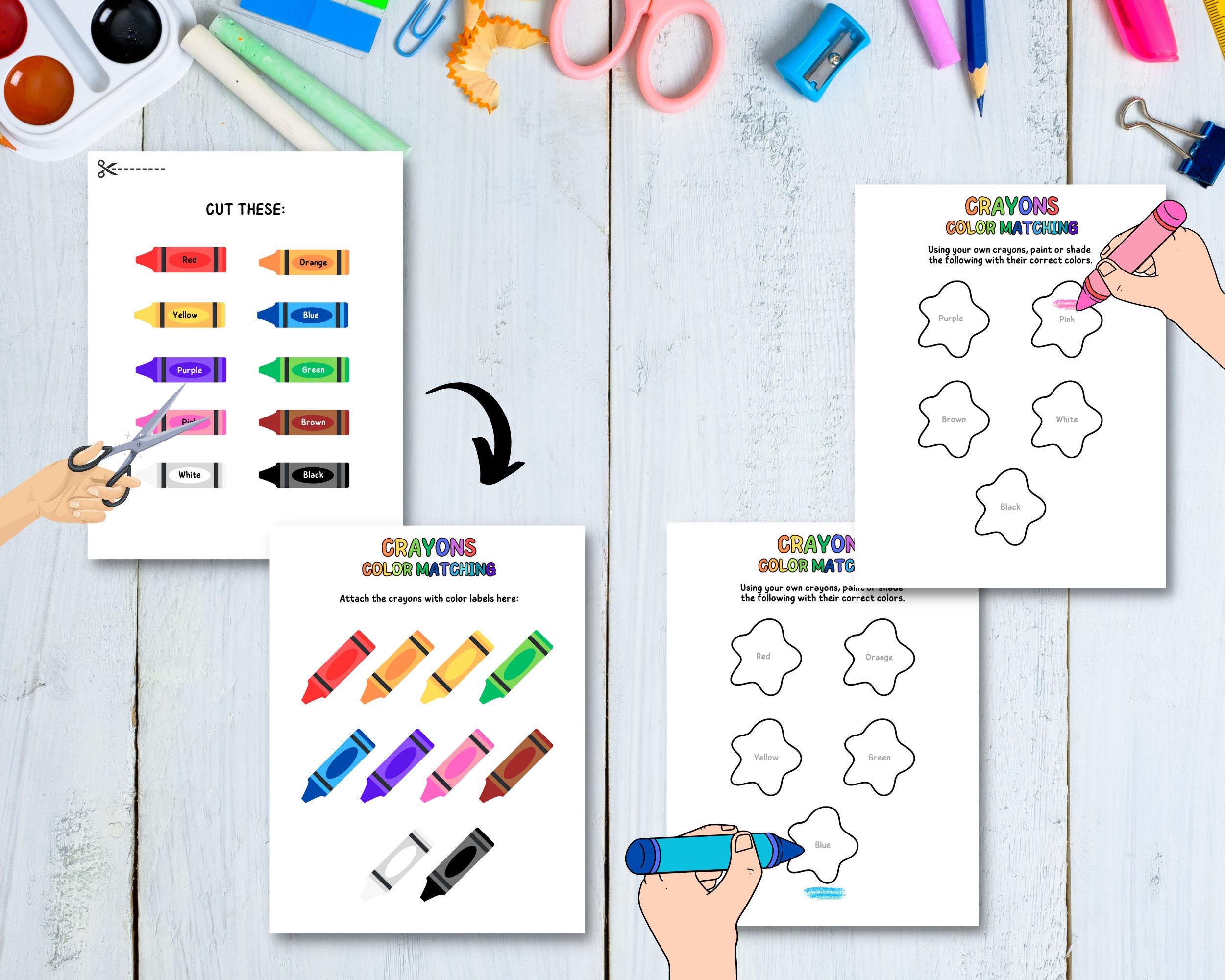 Toddler Activities Printable, Crayons Color Matching, Toddler Learning ...