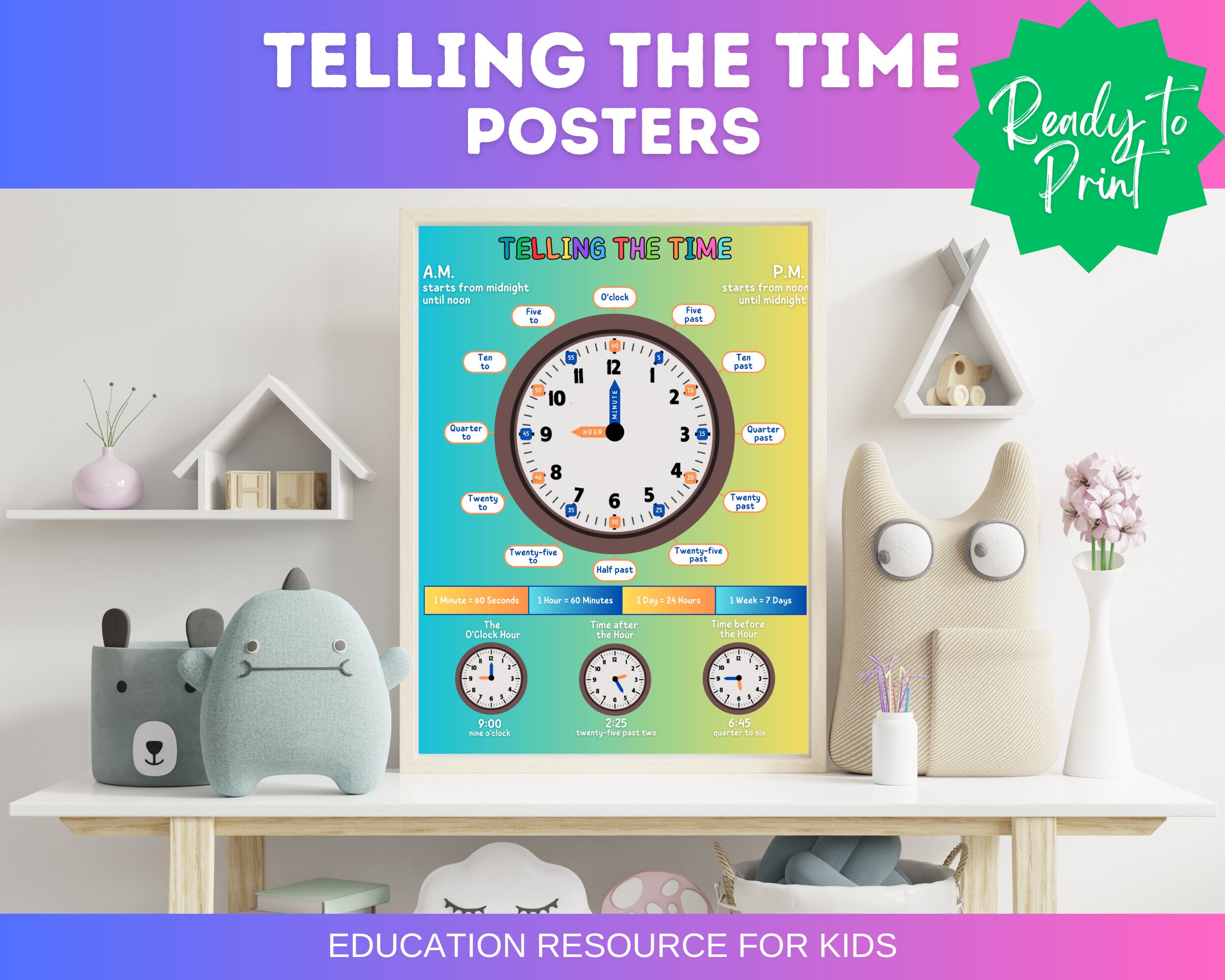 Preschool Printables, Telling the Time Poster, What Time is It, Learn ...