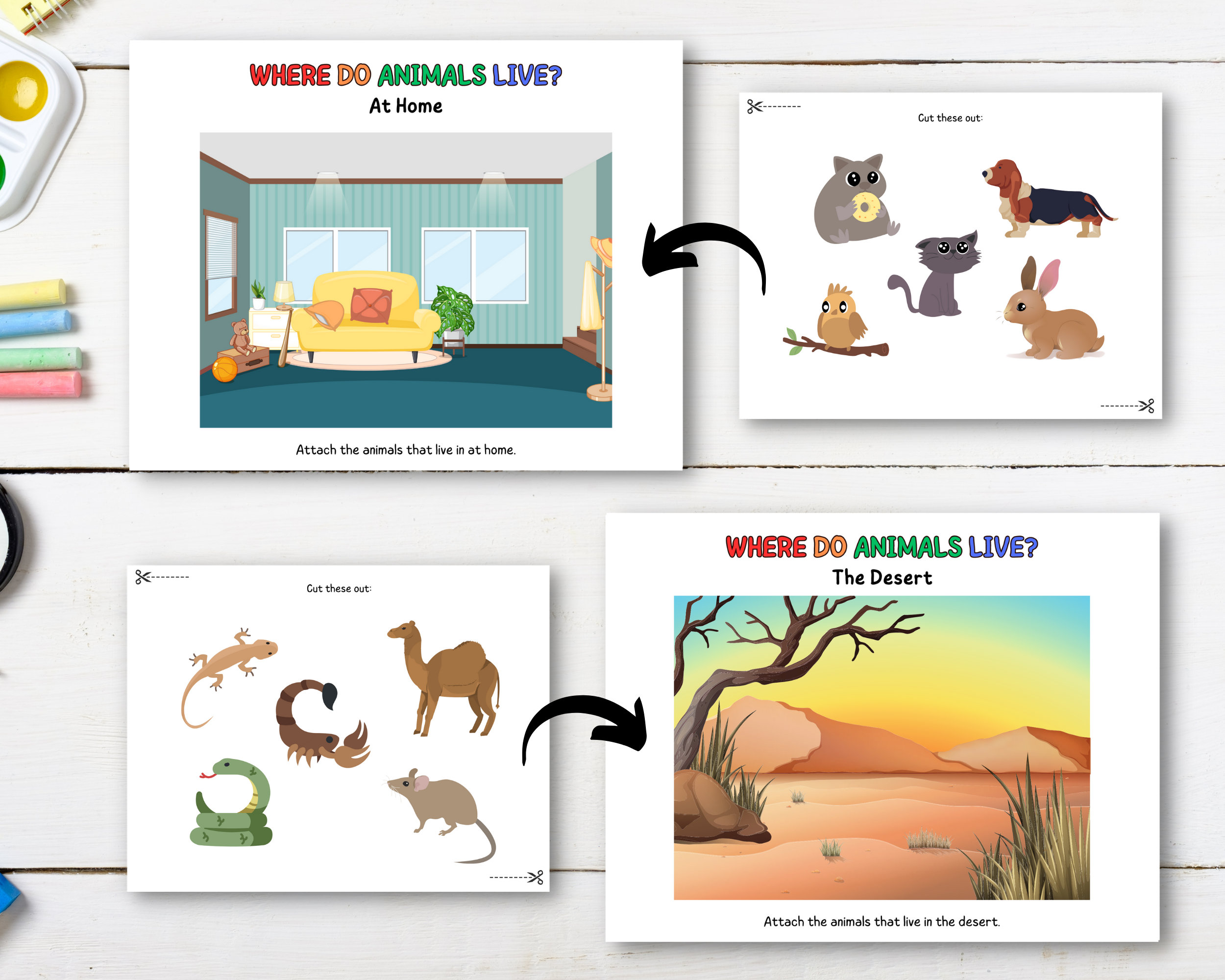 Animals Activity Sheets Kids Where Do Animals Live Toddler Activities ...