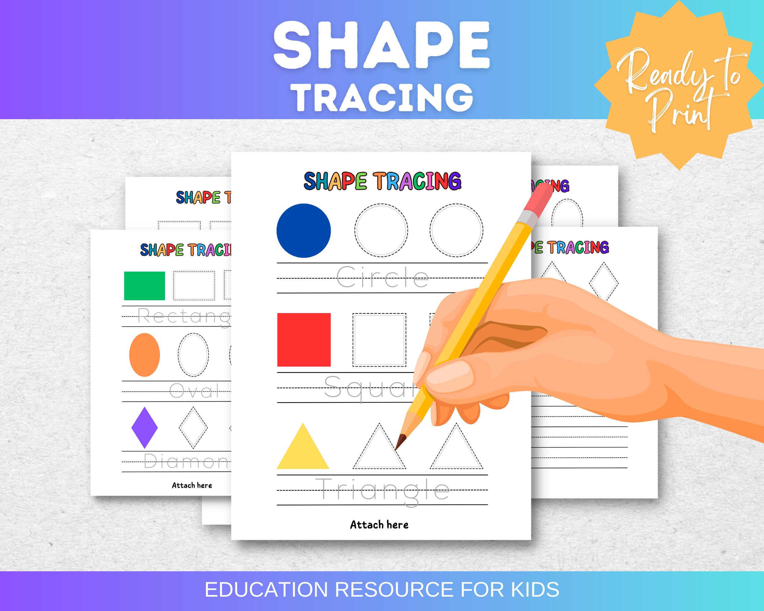 Preschool Printables, Shape Tracing, Learn About Shapes, Kindergarten ...