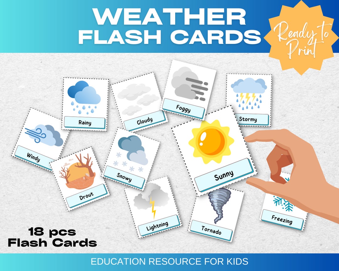 Weather Flashcards Printable Best Toddler Flashcards for Toddler ...