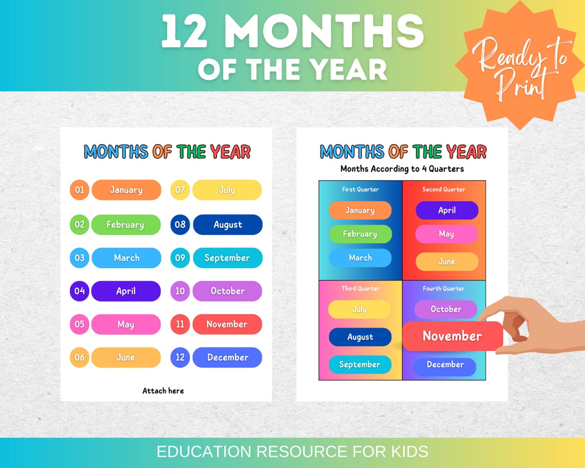 Preschool Printables, 12 Months of the Year, Learn About Months ...
