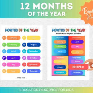 Preschool Printables, 12 Months of the Year, Learn About Months ...
