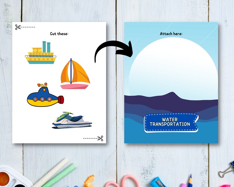 Matching Transportation Worksheet for Kindergarten - Etsy