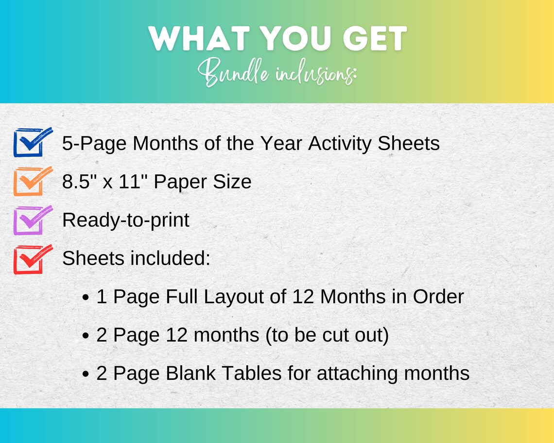 Preschool Printables, 12 Months of the Year, Learn About Months ...