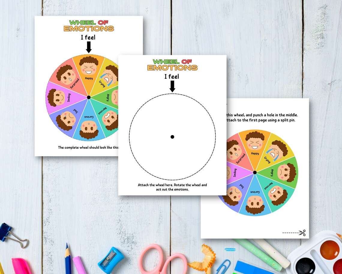 Wheel of Emotions for Kids Wheel of Emotions Worksheet Printable Wheel ...