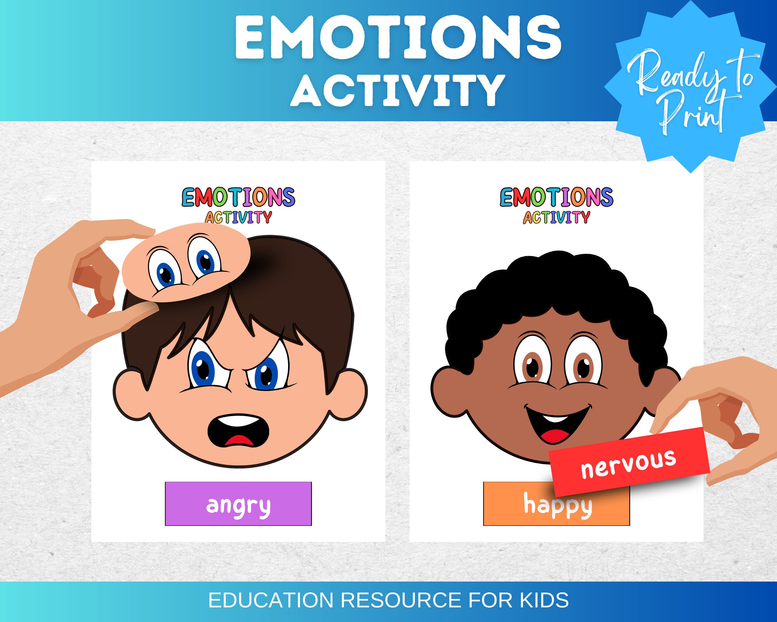 Emotions Activity for Kids Emotions Activity for Preschoolers - Etsy