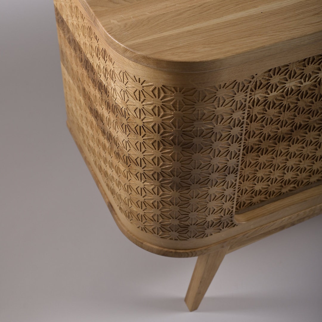 Solid Oak Tambour Sideboard - Etsy