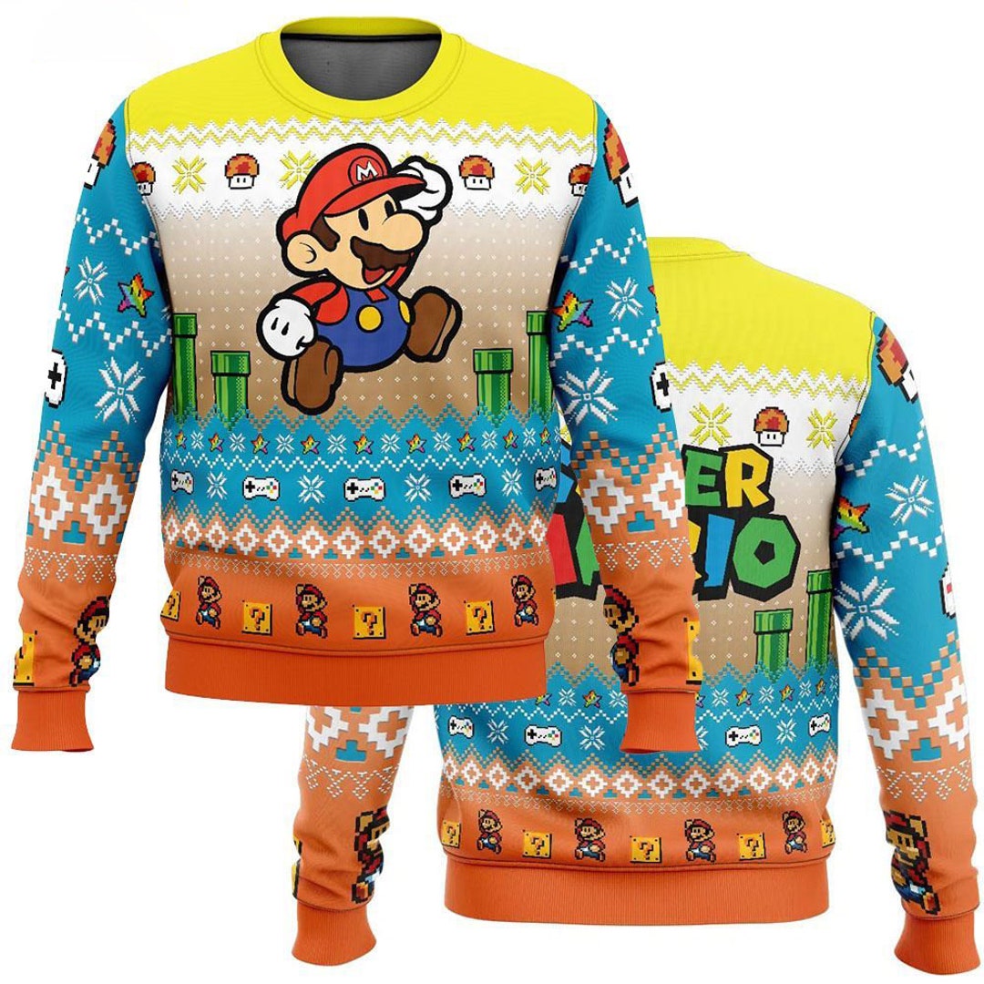 Adventures of Super Mario Bros Christmas Ugly Sweater, Video Game ...