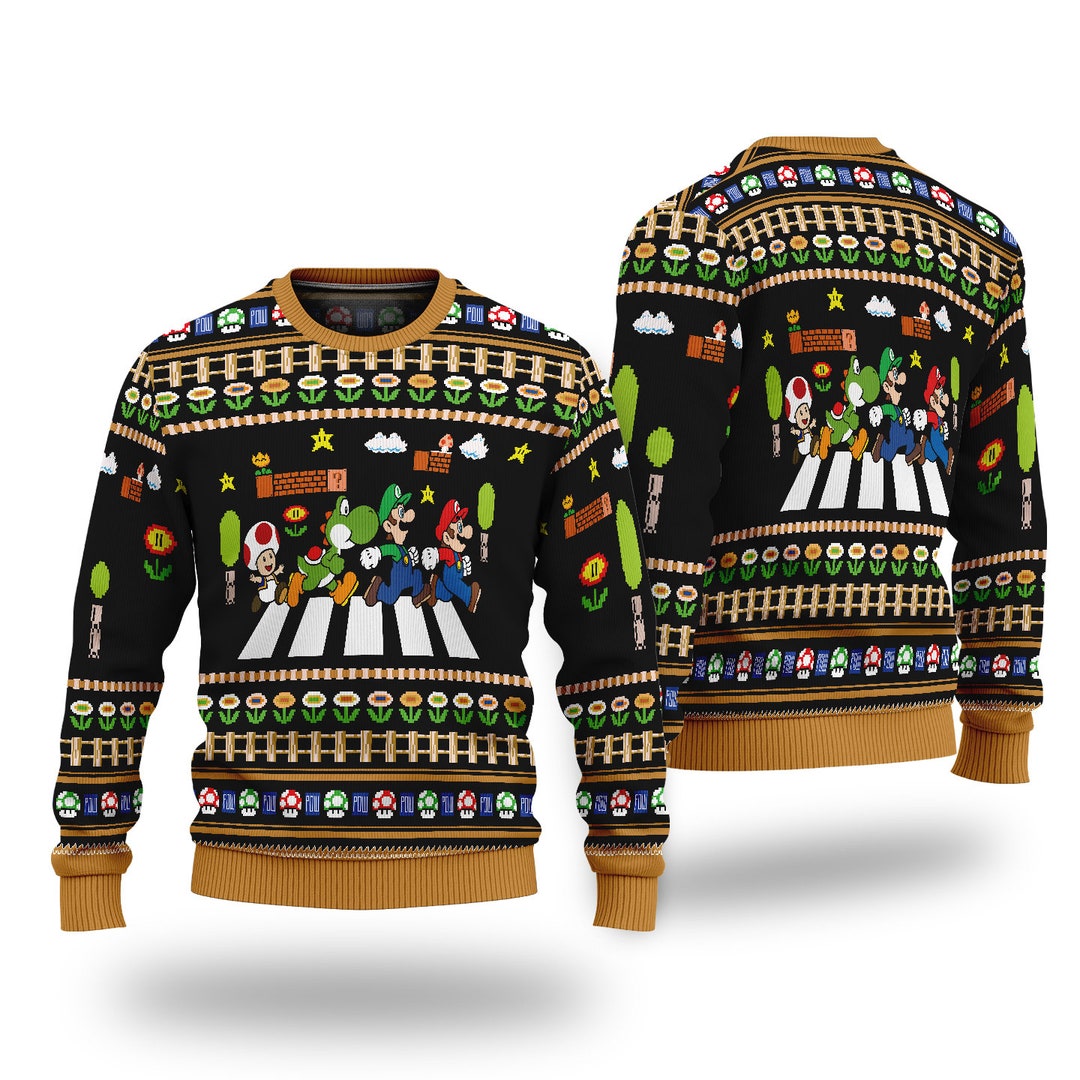 Mario Abbey Road Ugly Sweater ,video Game Christmas Sweater, Super ...