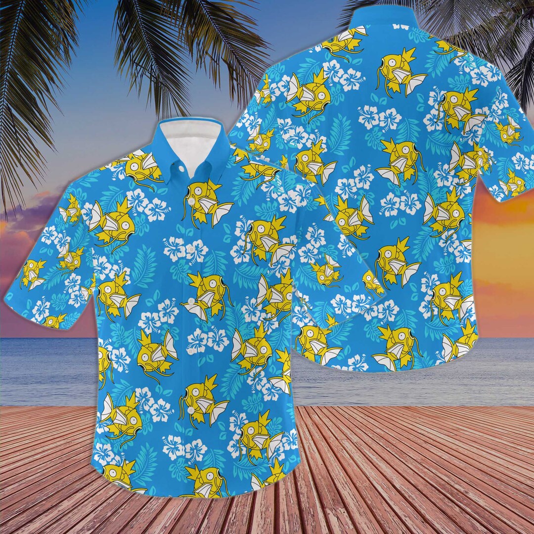 Magikarp Hawaiian Shirt, Pokemon Button up Shirt, Magikarp Ghost ...