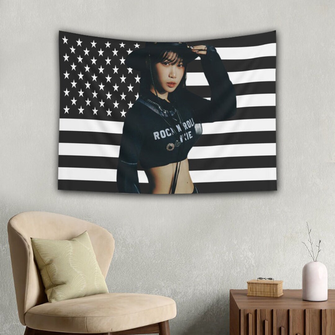 Chaewon America Flag Tapestry, Kpop Funny Room Merch, Gift for Le Sserafim FEARNOT Gift, Kpop ...