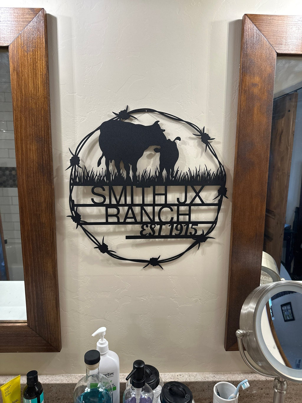 Large Metal Personalized Barbed Wire Cattle Farm Sign for Cowboys ...