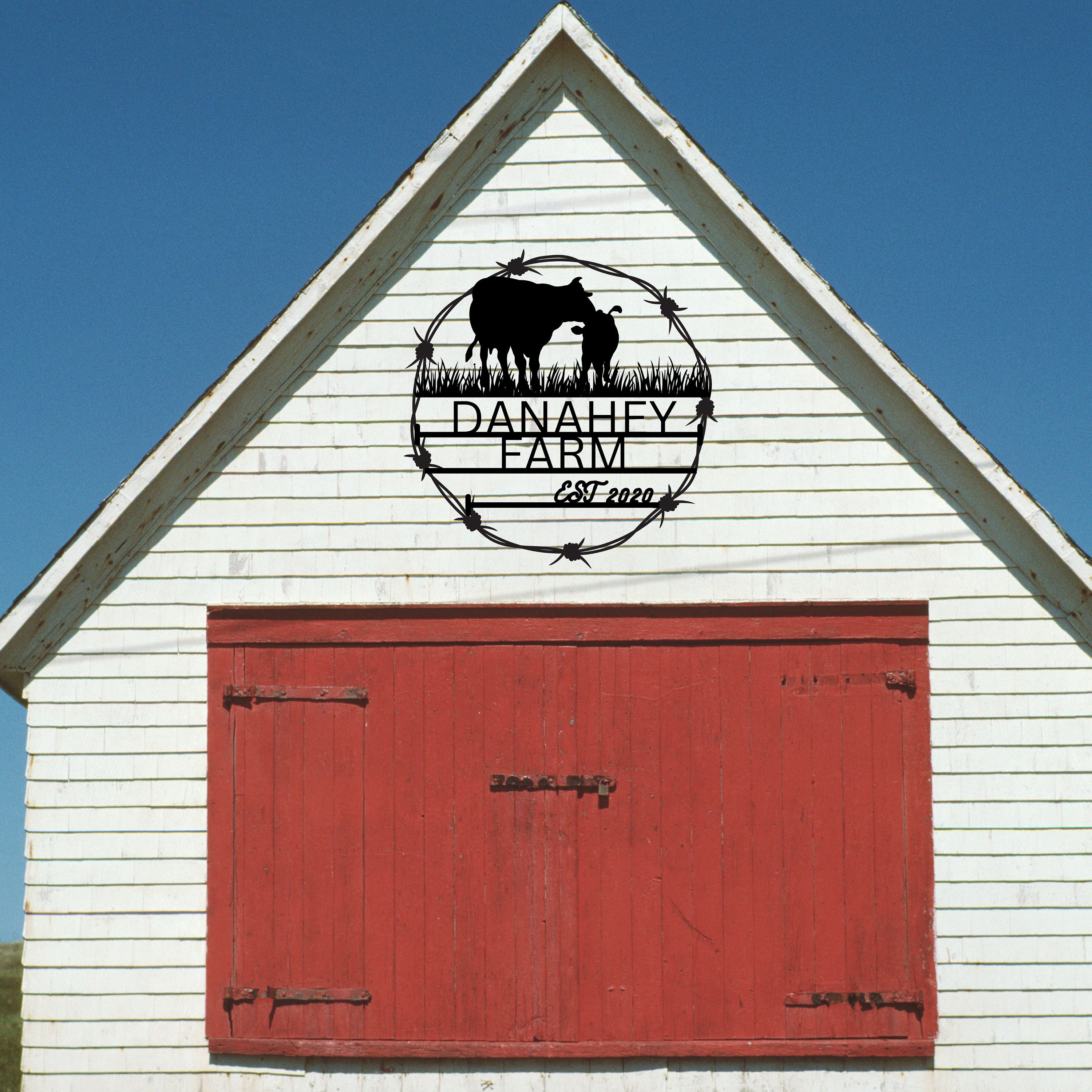Large Metal Personalized Barbed Wire Cattle Farm Sign for Cowboys ...