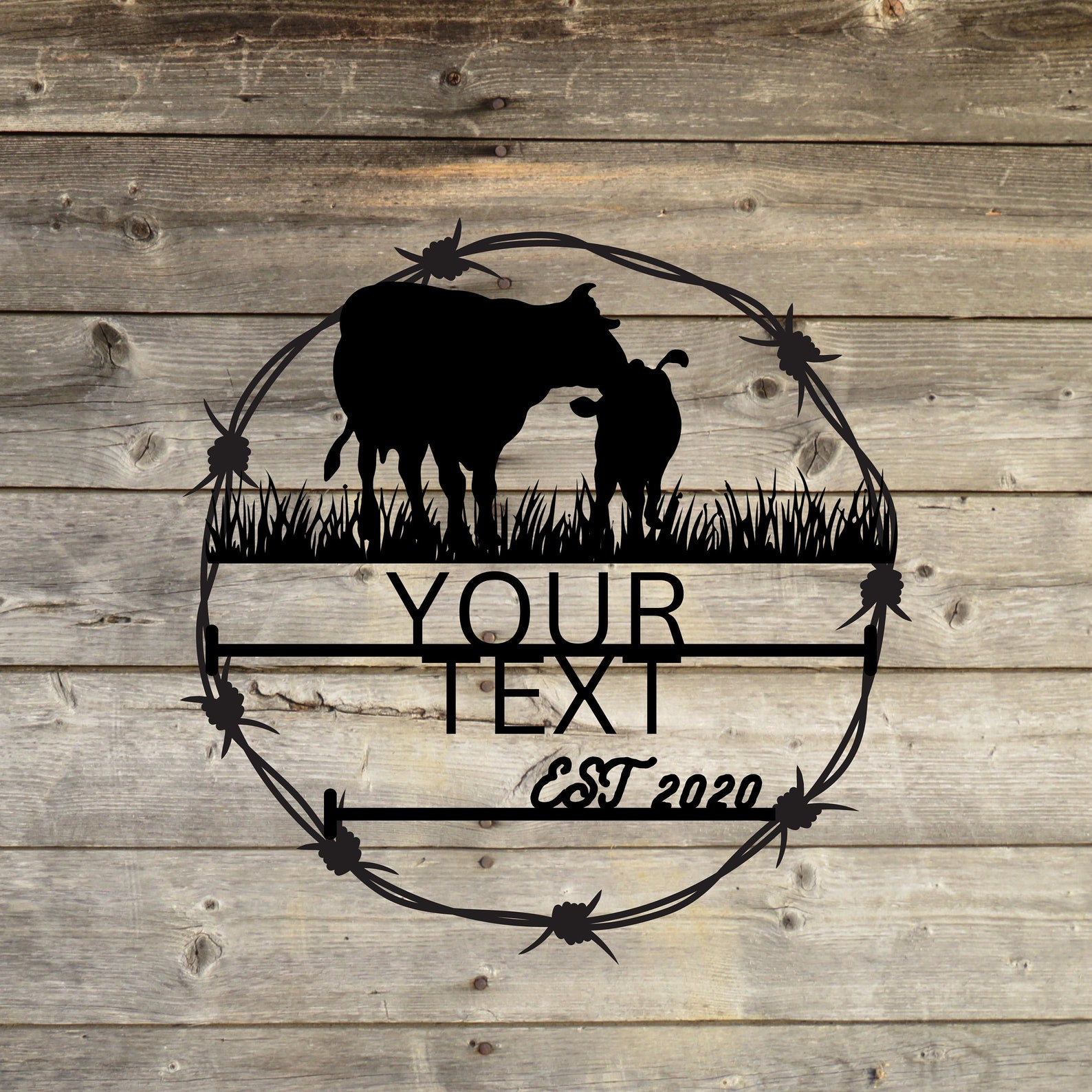 Digital Download of Barbed Wire Cattle Farm Sign,personalized Farm Sign ...
