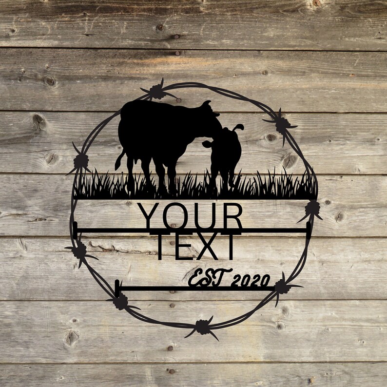 Digital Download of Barbed Wire Cattle Farm Sign,personalized Farm Sign ...