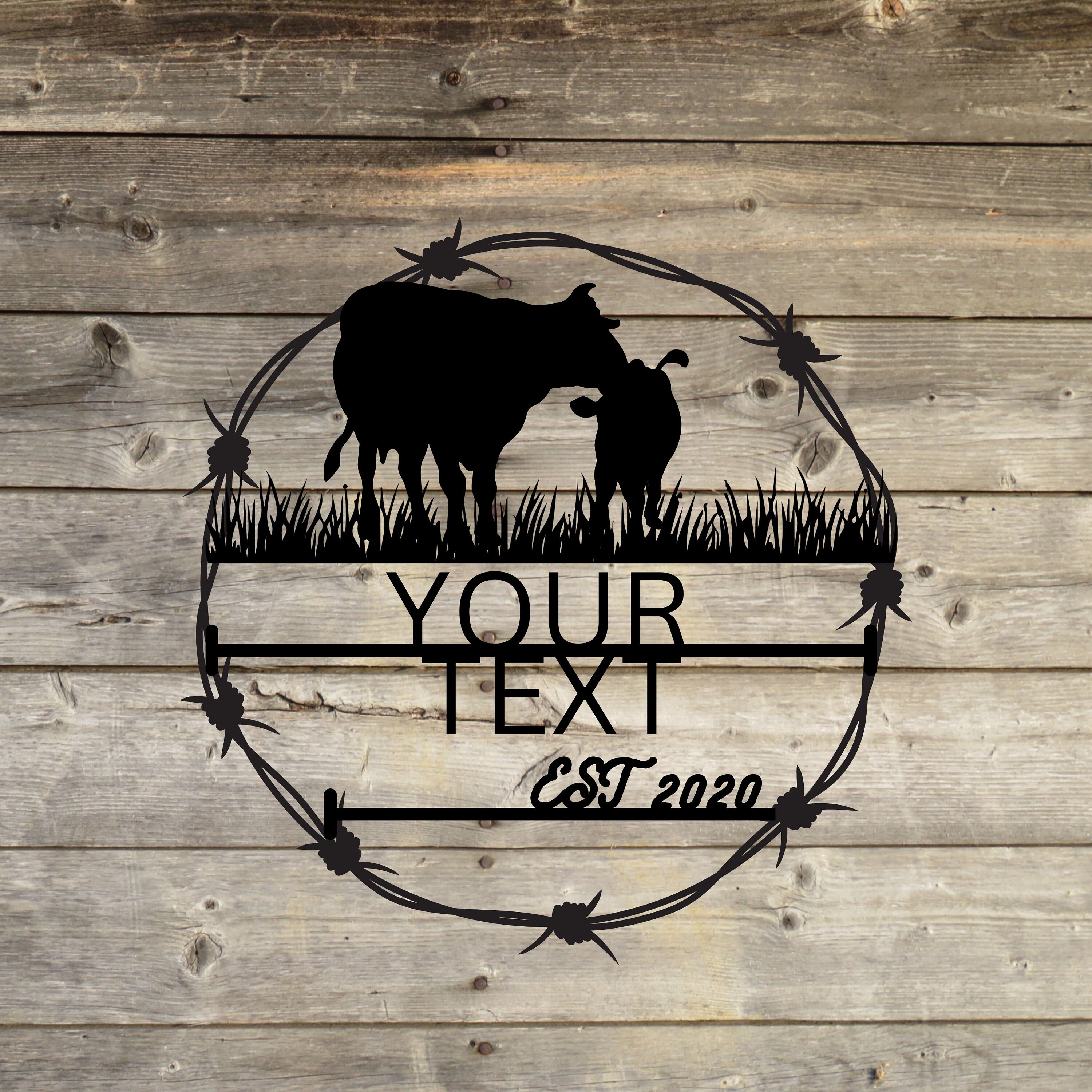 Digital Download of Barbed Wire Cattle Farm Sign,personalized Farm Sign ...