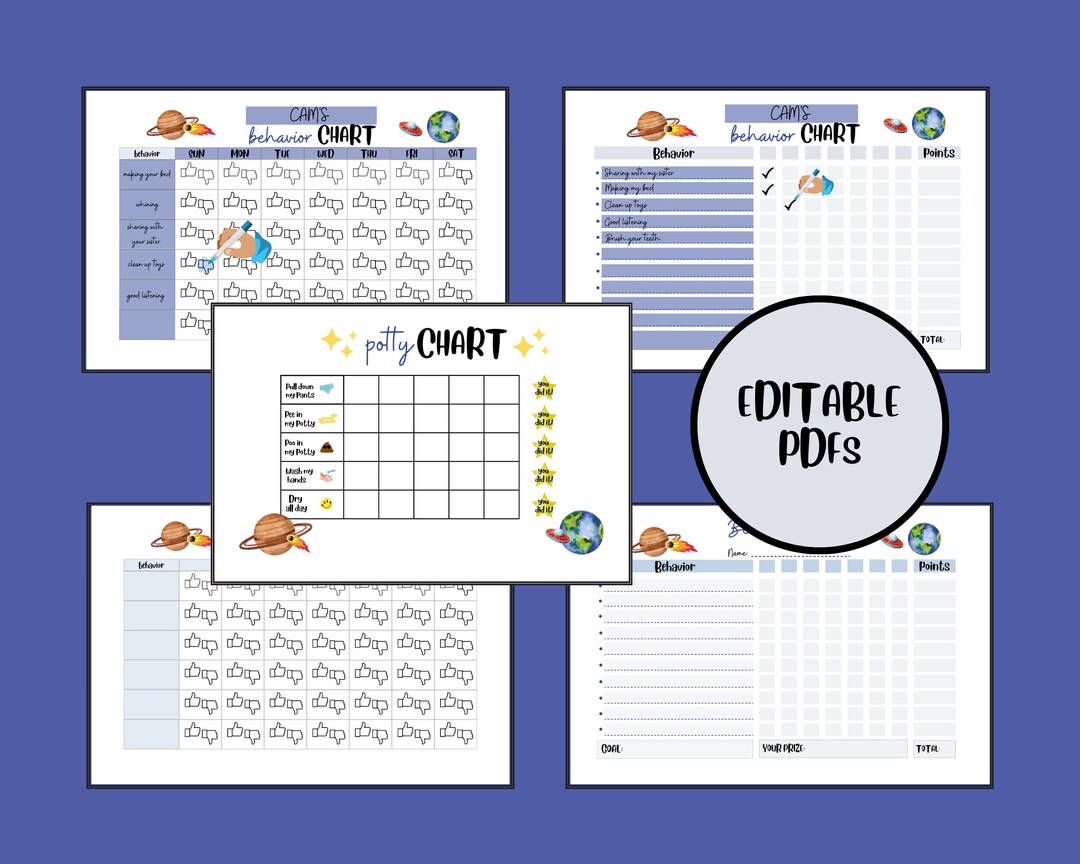 Chore Chart Kids Printable Potty Training Chart Kids Digital Behavior ...