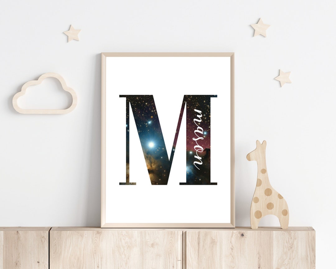 Custom Space Initial Print-custom Nursery Name Sign-personalized ...