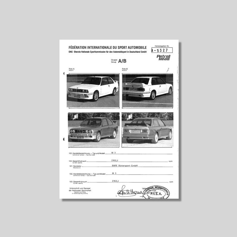 BMW M3 FIA Homologation Poster - Etsy