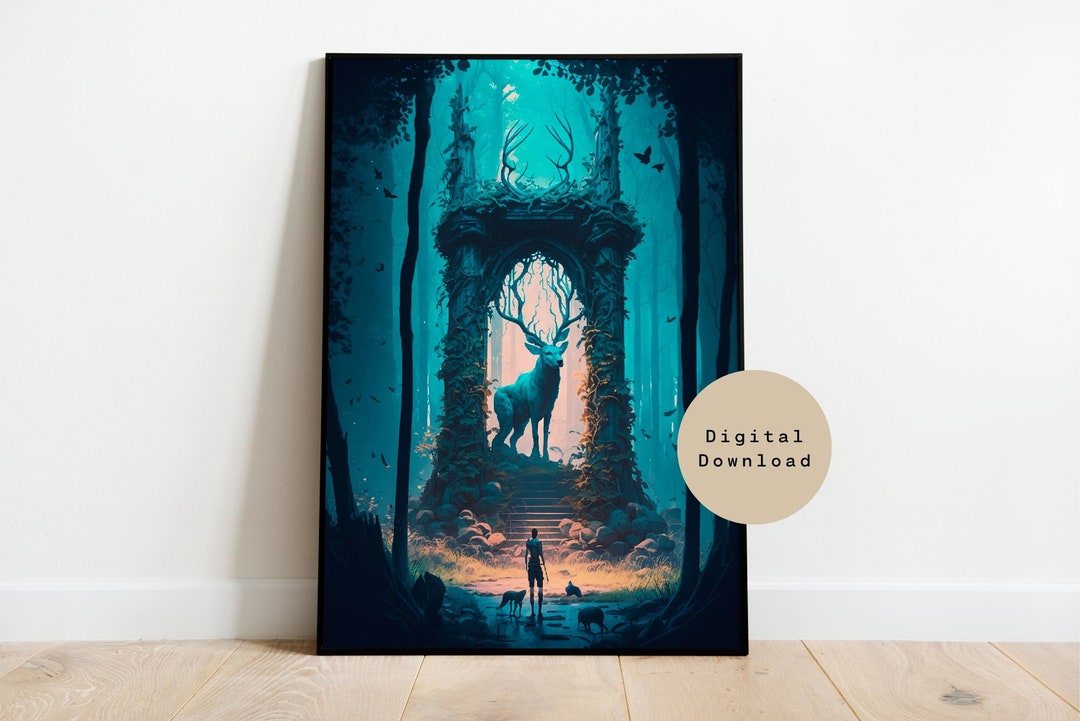 Wall Art Forest High Fantasy Landscape Poster Print Magical Creature ...