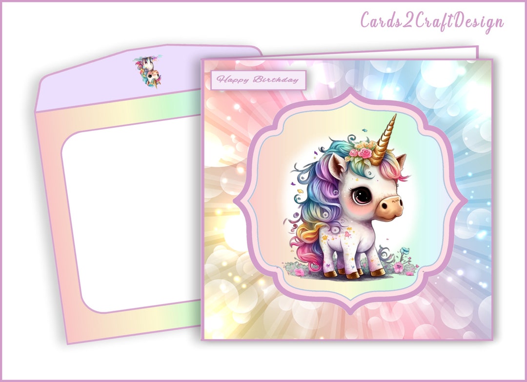 Digital Download Printable Unicorn Card Kit - Etsy