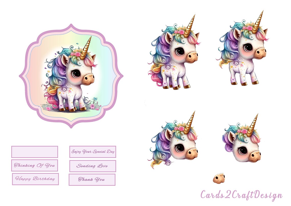 Digital Download Printable Unicorn Card Kit - Etsy