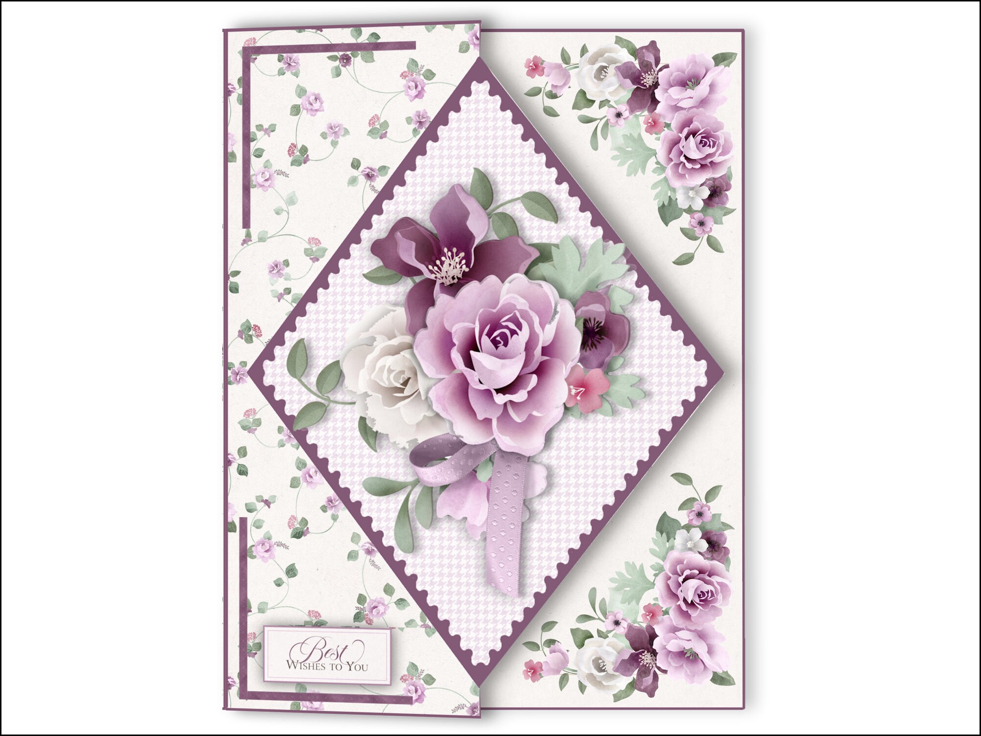 Purple Rose Fold Back Card Set - Etsy