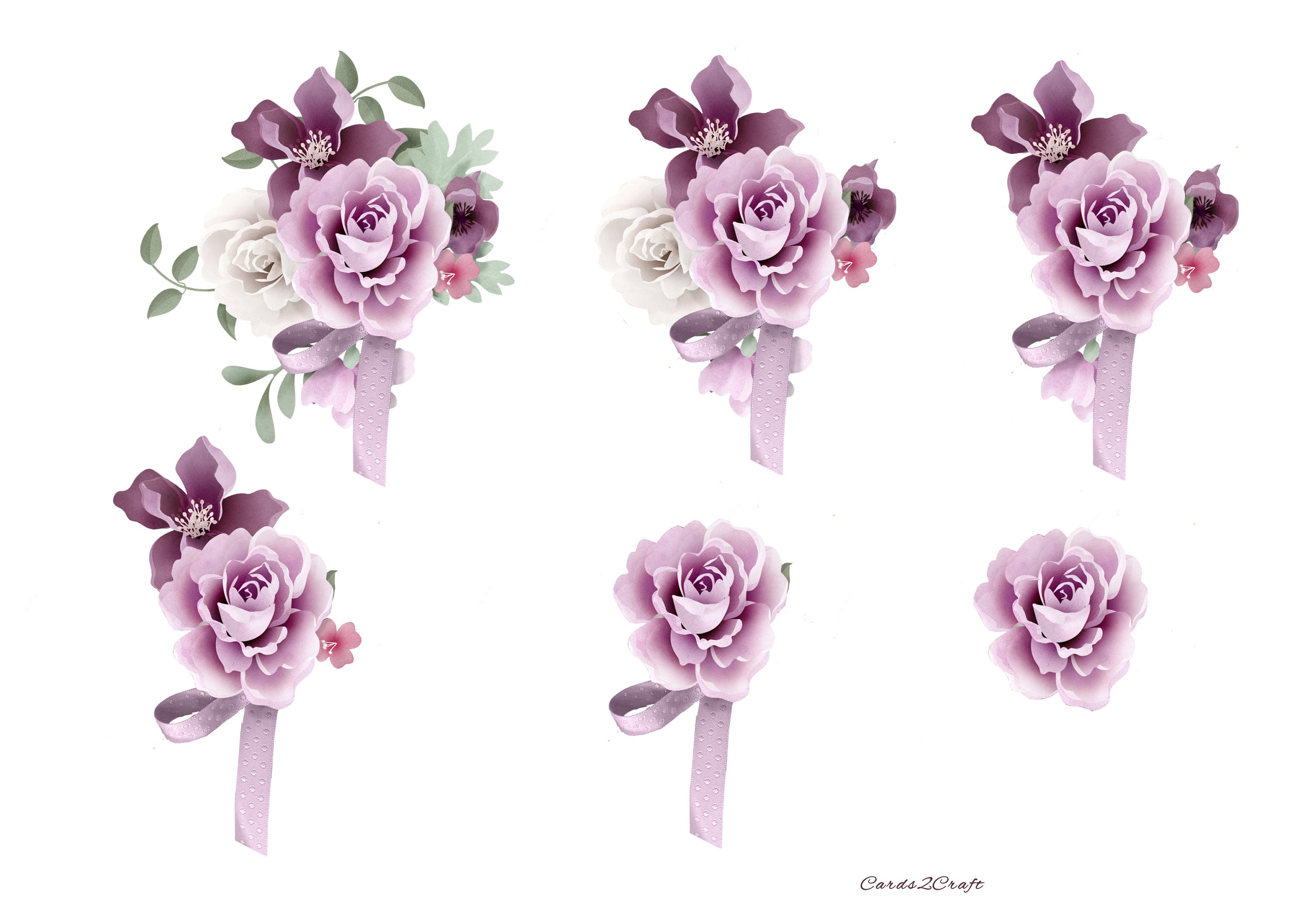 Purple Rose Fold Back Card Set - Etsy