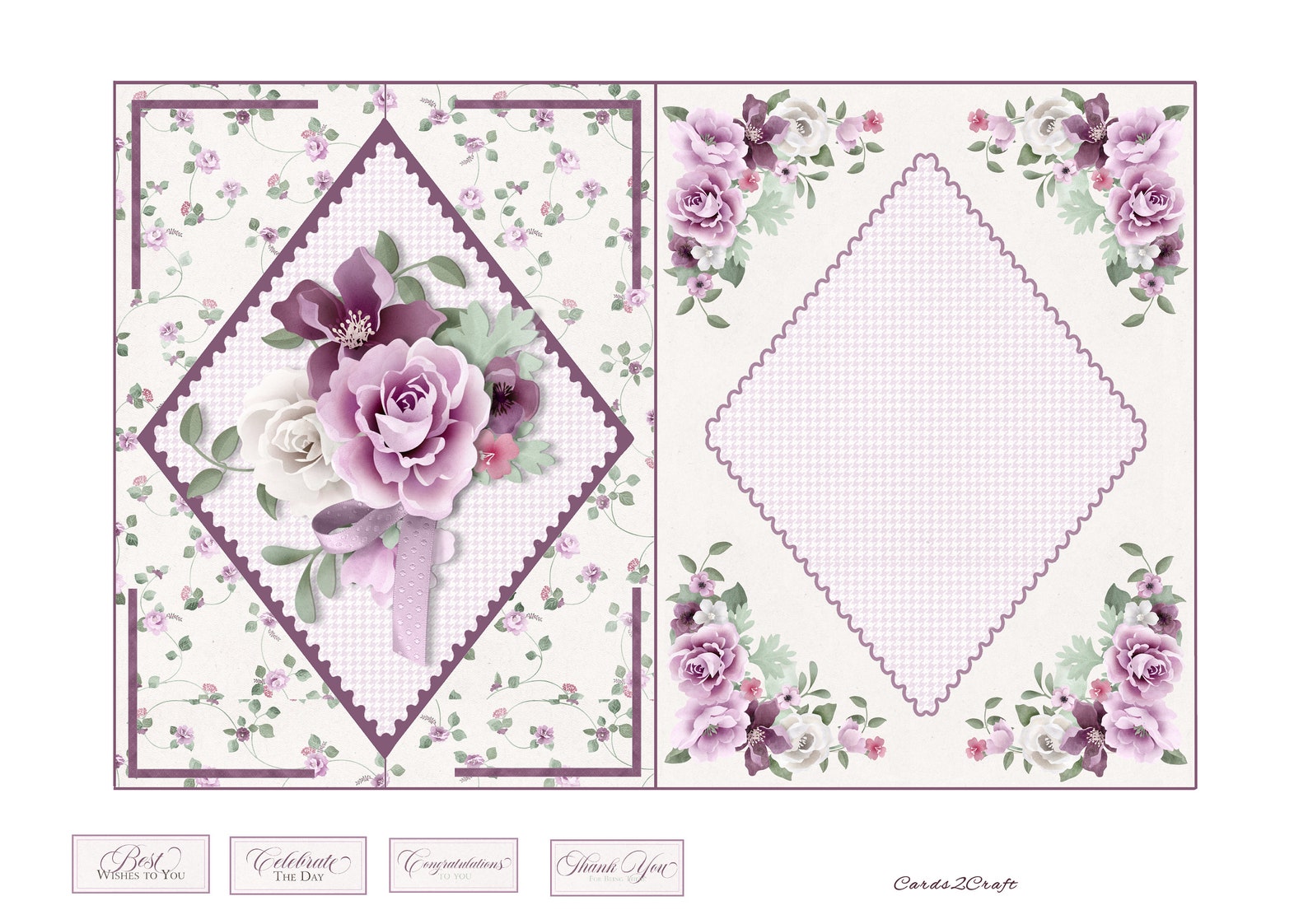 Purple Rose Fold Back Card Set - Etsy