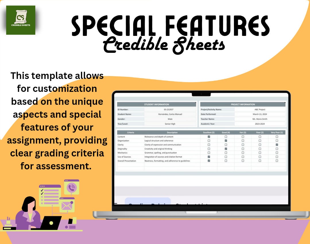 Grading Rubric Template - Etsy