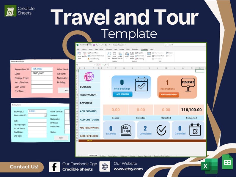 Travel and Tour Excel Template - Etsy
