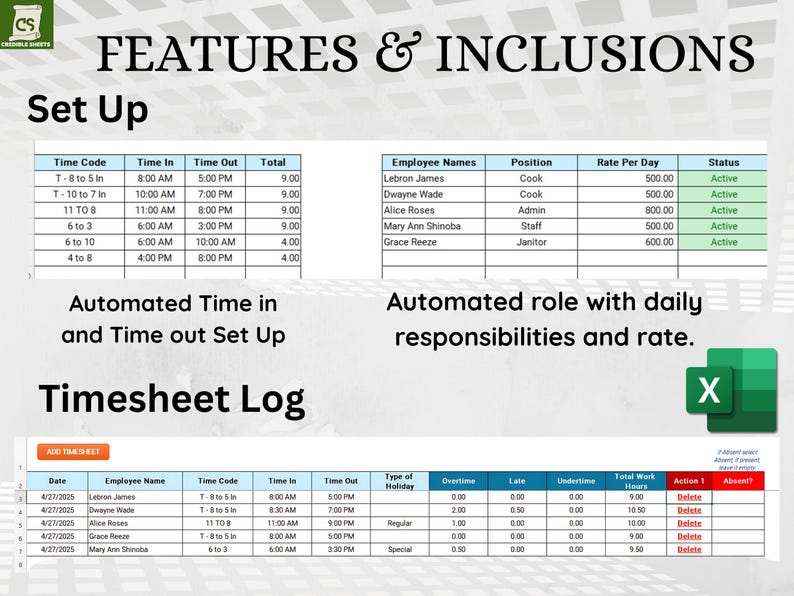 Payroll With Timesheet in Excel - Etsy