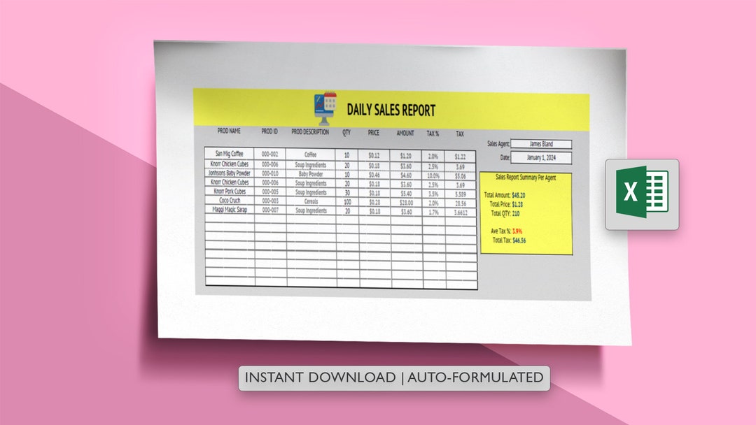 Simple Daily Sales Report Template (excel) - Etsy